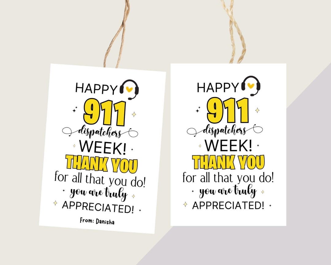 911 Dispatcher Gift Tag, Dispatcher Week Gift Tag, Dispatcher ...