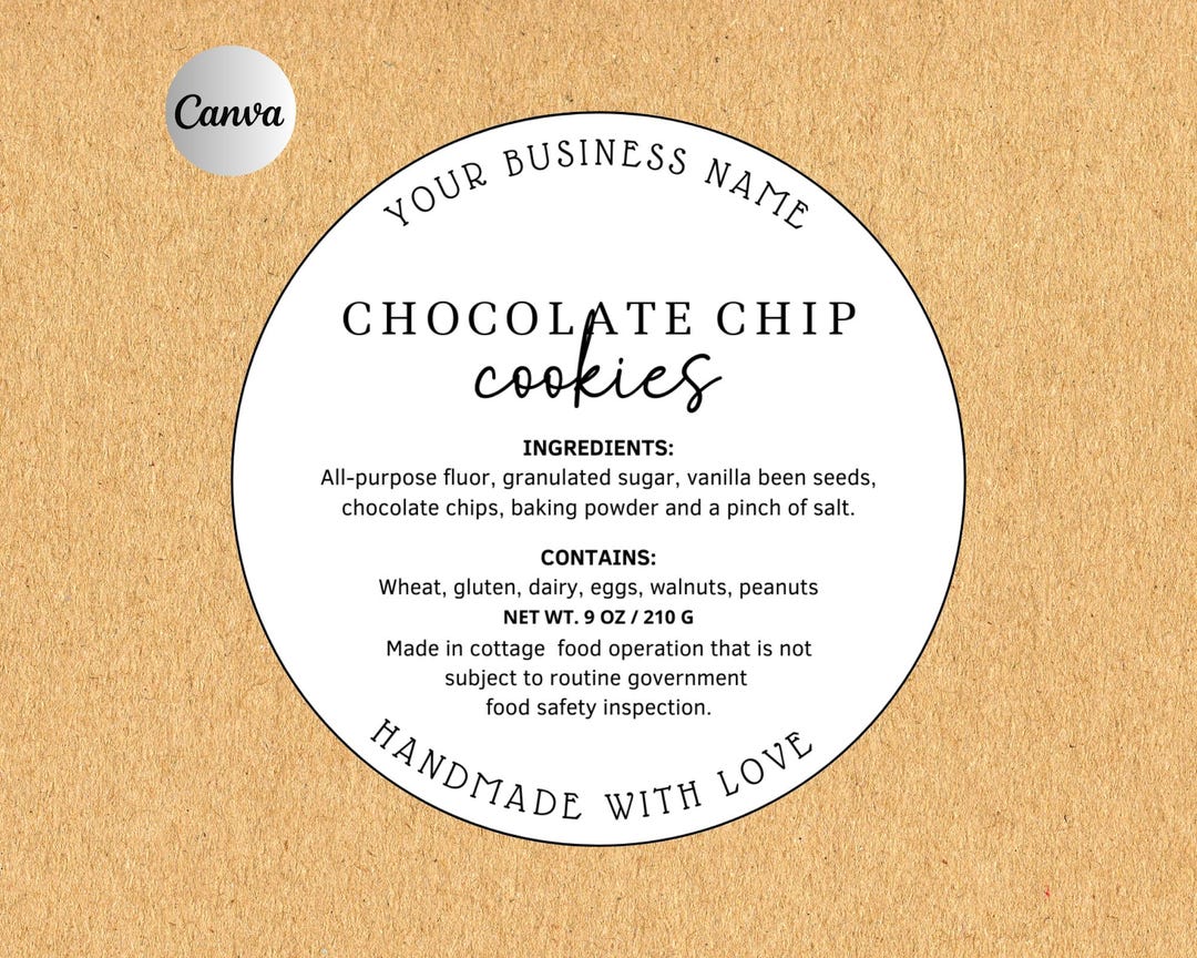 Cottage Food Label, Home Baked Goods Label, Printable Food Label ...