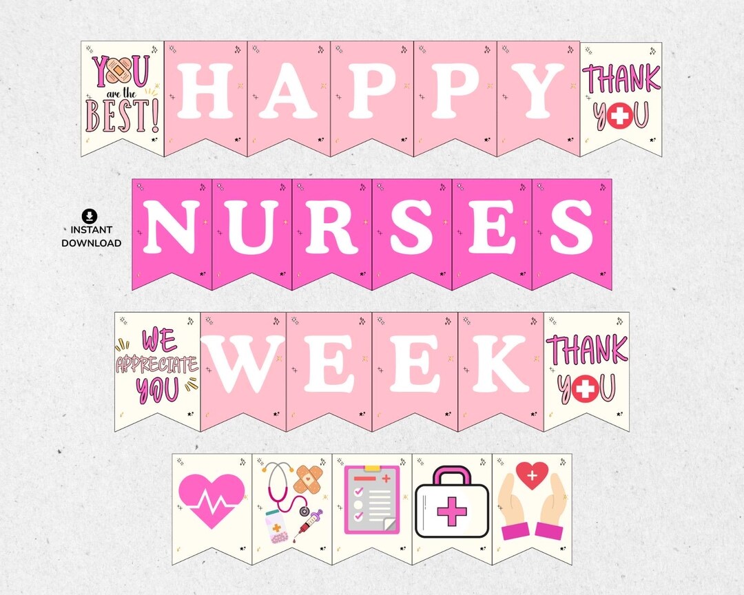 Pink Happy Nurses Week Banner Printable (digital Download) - Etsy