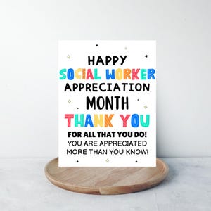 Social Worker Month Sign, Thank You Social Worker Appreciation Card ...
