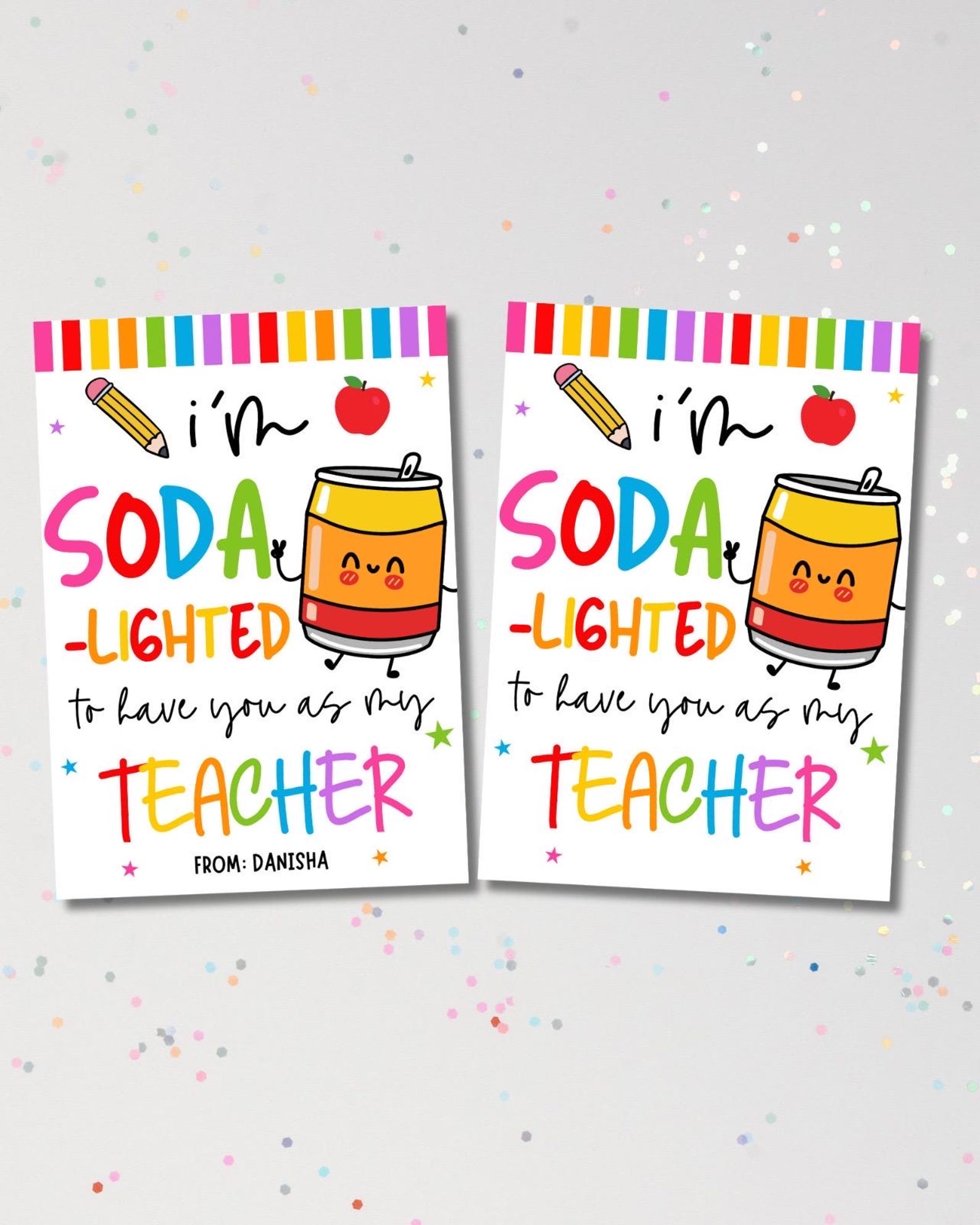 Teacher Appreciation Gift Tag: Soda Theme, Editable Template (digital ...