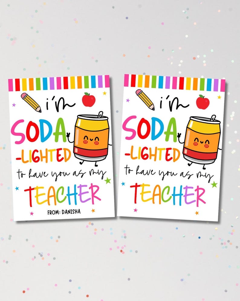 Teacher Appreciation Gift Tag: Soda Theme, Editable Template (digital ...