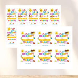 Sip Sip Hooray It's Summer Vacay Gift Tag Template, Printable Teacher ...