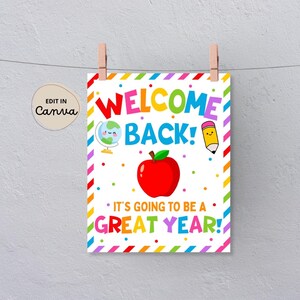 Welcome Back to School Sign, Welcome Back Teacher Sign Printable, First ...