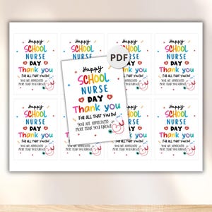 Happy School Nurse Day Gift Tag: Printable Appreciation Tag (digital ...