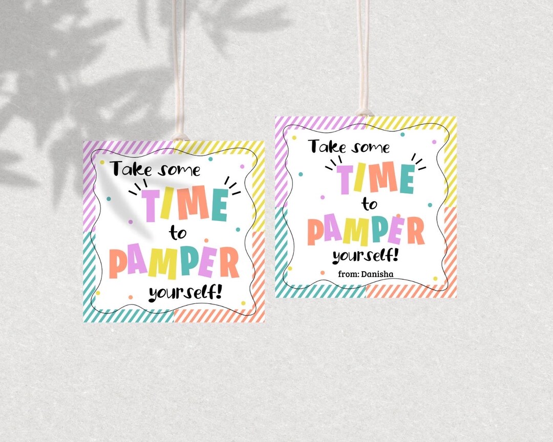 Pamper Yourself Thank You Gift Tag, Spa Yourself Gift Tag, Teacher ...