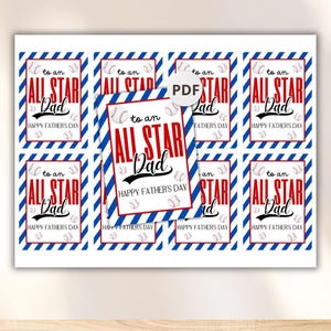 To an All Star Dad Happy Father's Day Tag, Printable Happy Father's Day ...