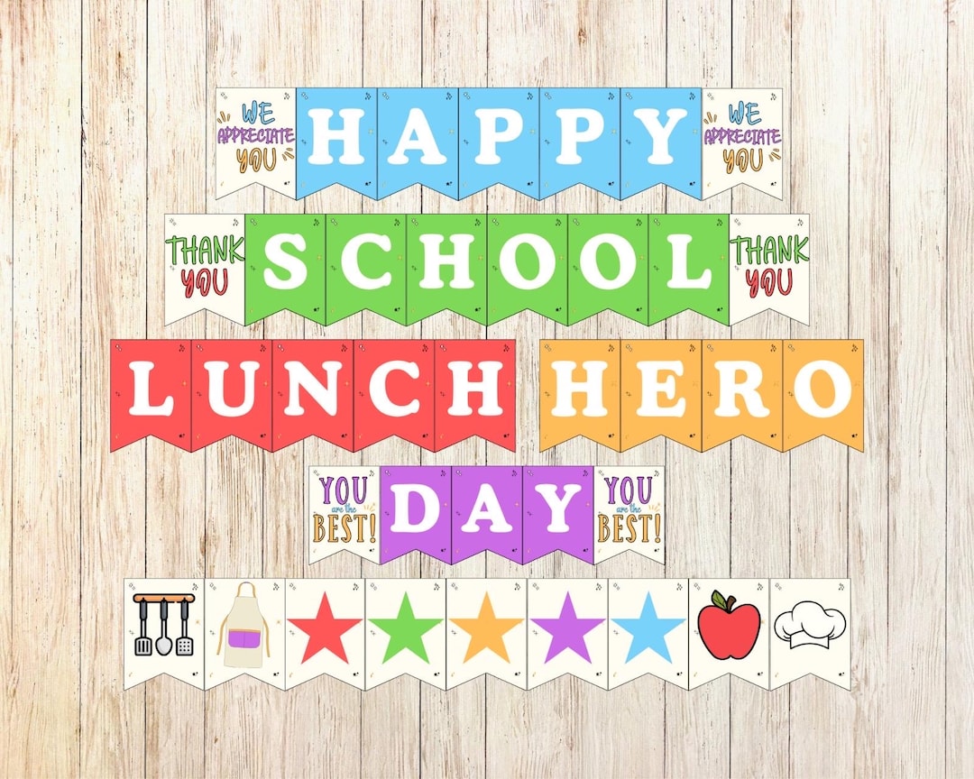 School Lunch Hero Day Printable Banner, School Lunch Hero Banner ...