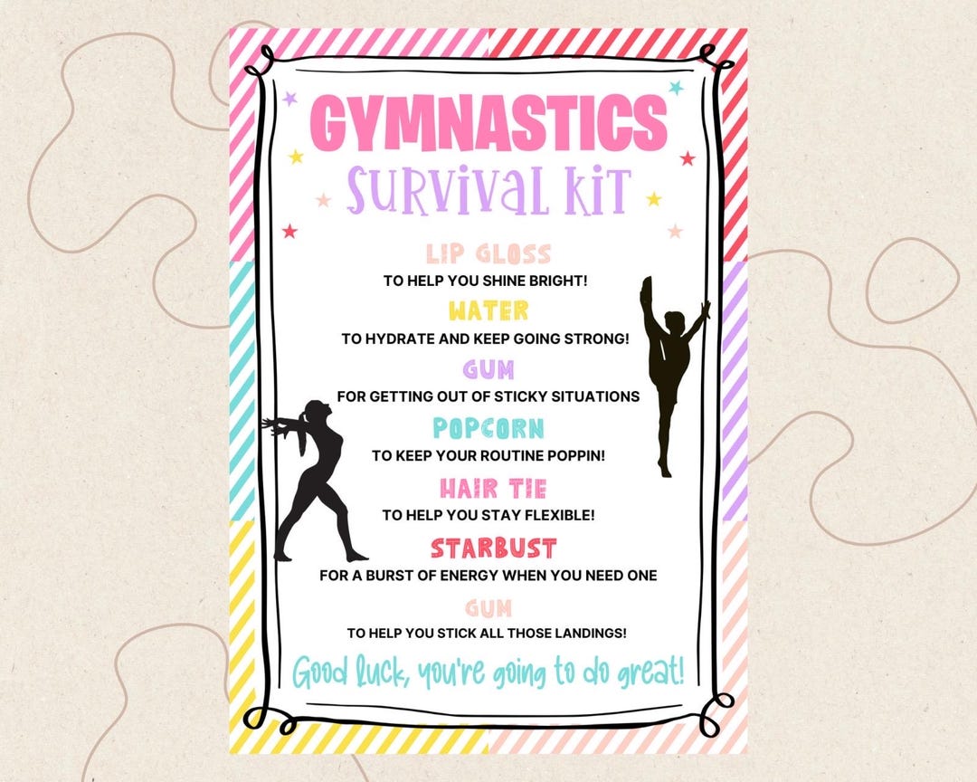 Editable Gymnastics Survival Kit Printable, Gymnastics Meet Gift Idea ...