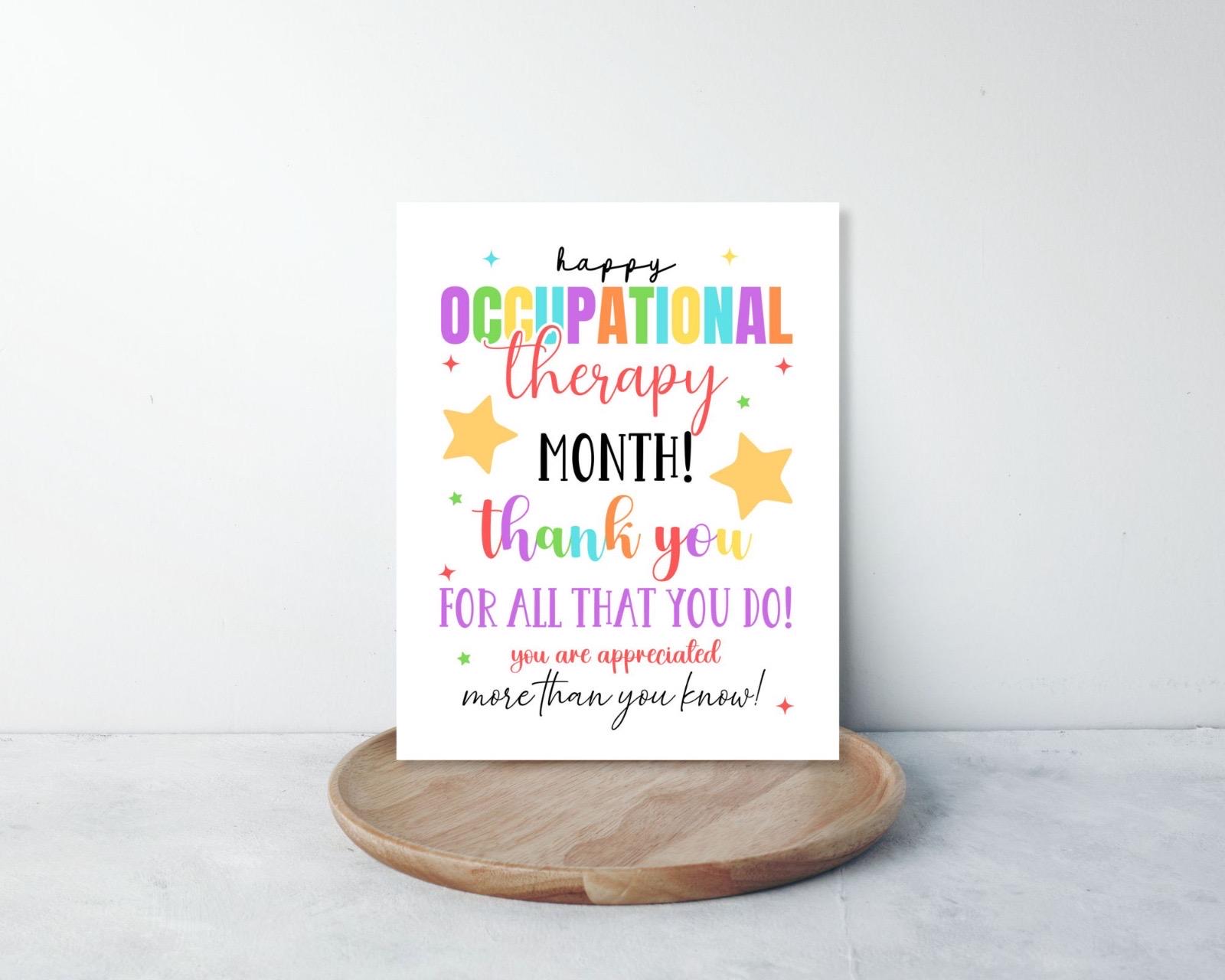 Occupational Therapy Month Sign: Thank You OT Gift (digital Download ...