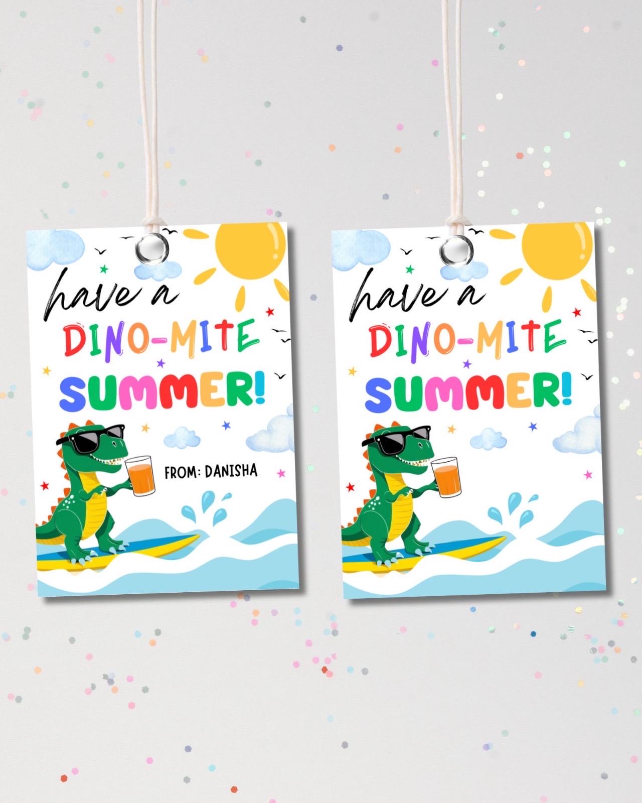 Dino-mite Summer Tag: End of School Thank You (printable Template) - Etsy