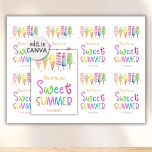 Have A Sweet Summer Tag, Printable Gift Summer Favor Tag, Last Day of ...