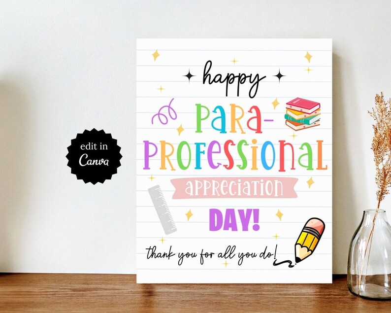 Paraprofessional Appreciation Day Sign Printable (PDF) - Etsy
