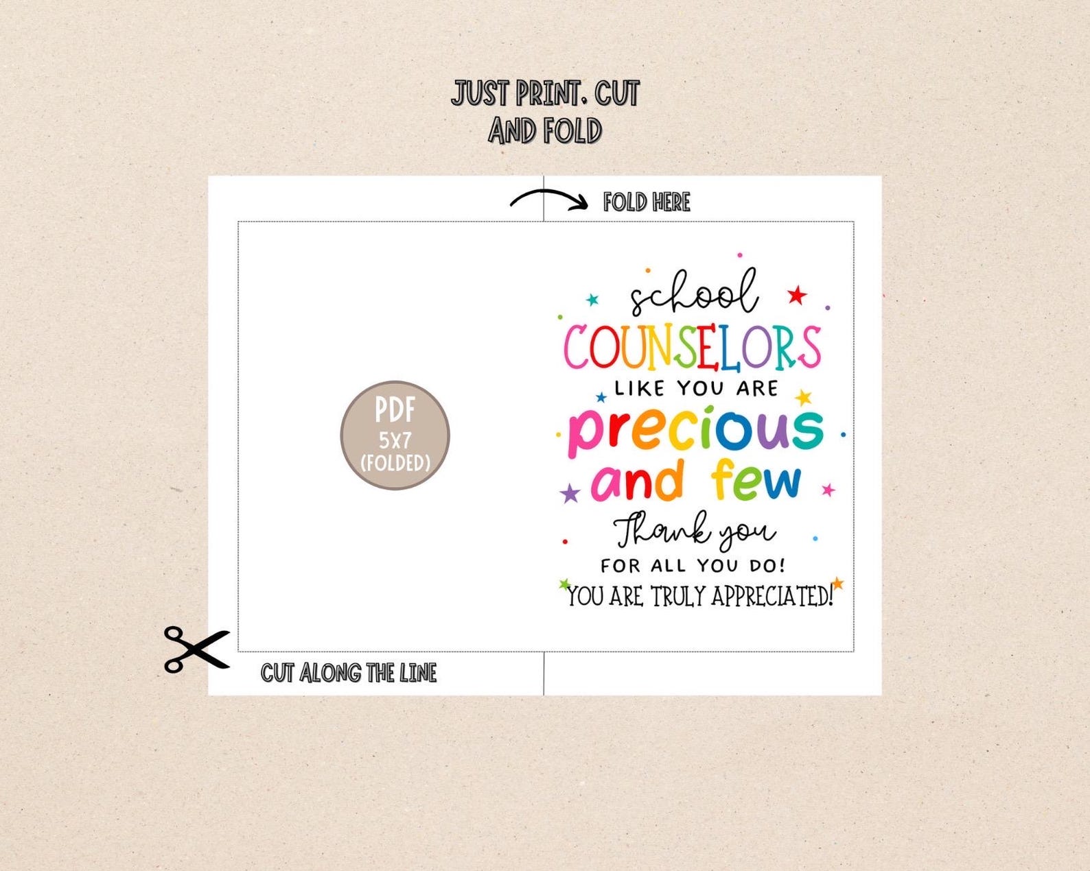 School Counselor Thank You Card: Counseling Week Printable (PDF) - Etsy