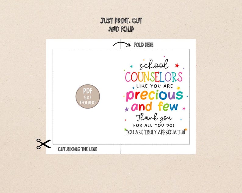 School Counselor Thank You Card: Counseling Week Printable (PDF) - Etsy