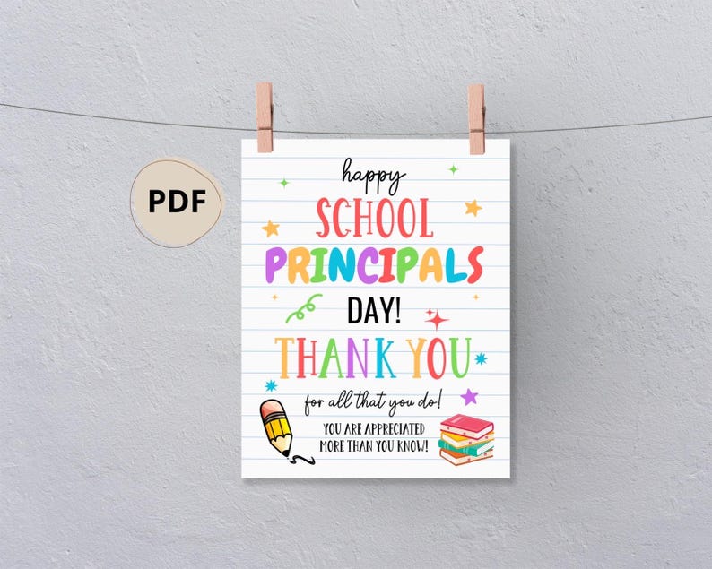 Principal Appreciation Sign Printable: School Principal Thank You Gift ...