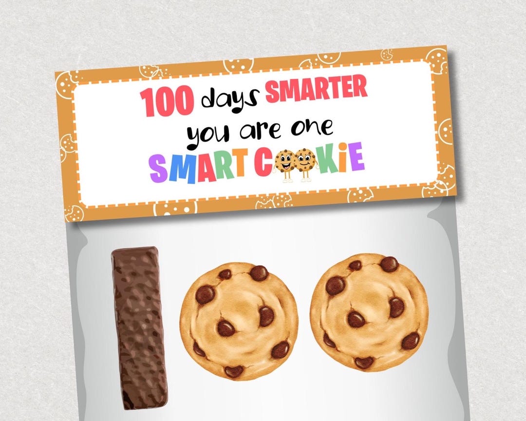 100 Days of School Treat Bag Topper Printable, One Smart Cookie Gift ...