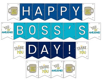 Boss's Day Banner Boss' Day Sign Printable Bosses Day Decorations Boss ...