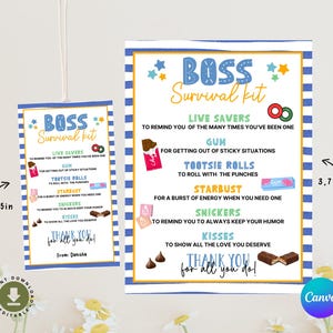 Boss Survival Kit, Boss Appreciation, Boss Day Gift Tags, Boss Thank ...