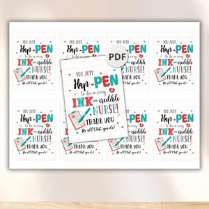 Nurse Appreciation Pen Gift Tag, Thank You Medical Hospital Staff ...