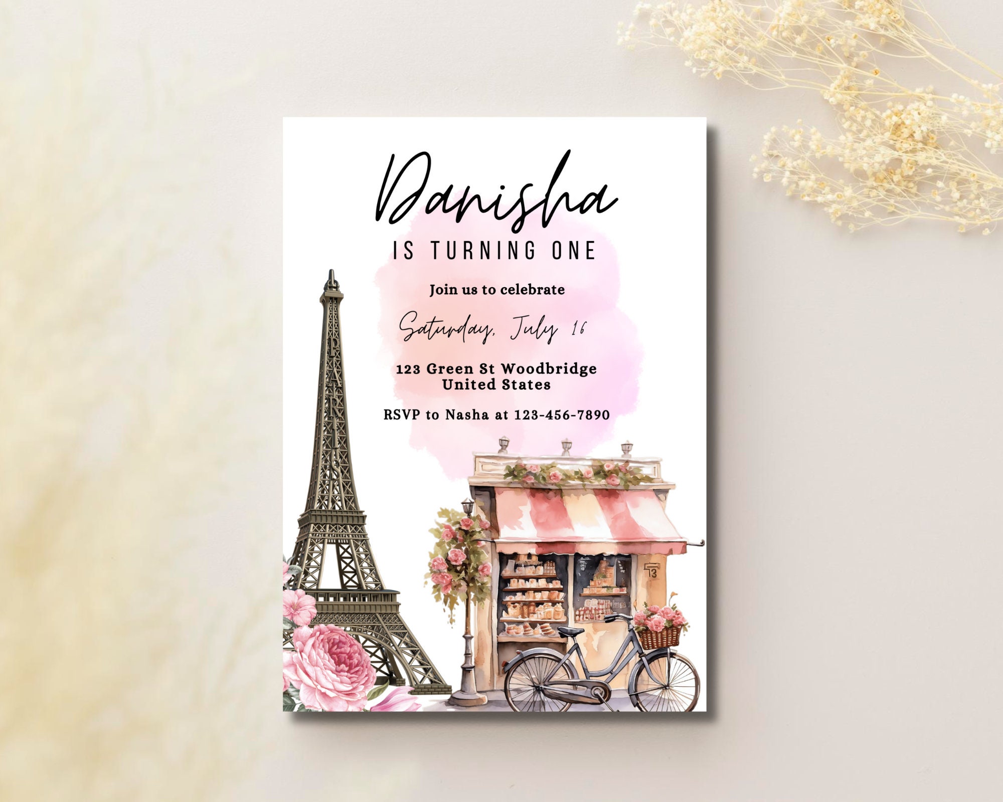 Editable Paris Birthday Party Invitation French Parisian Cafe Tea Party ...