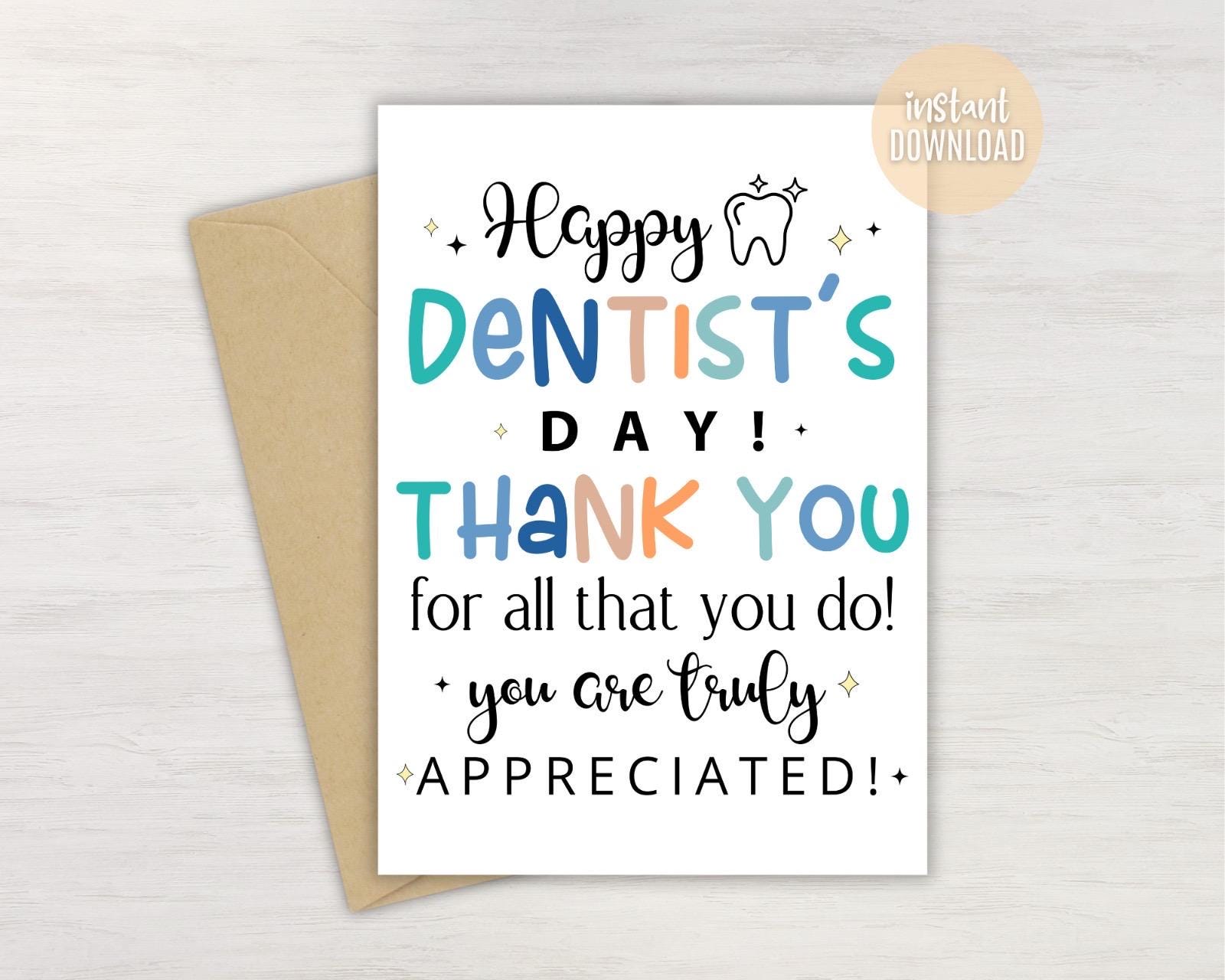 Dentist's Day Thank You Card Printable: Appreciation Gift (PDF) - Etsy