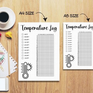 Editable Yearly Temperature Tracker, Temperature Log Journal Page ...