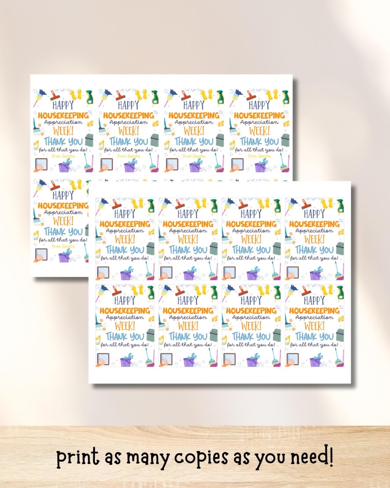 Housekeeping Appreciation Gift Tags: Editable Thank You Printable ...