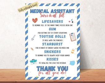 Medical Assistant Appreciation Gift Tag, MA Survival Kit Tag, MA ...