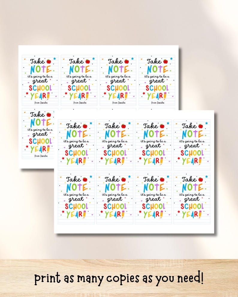 Take Note It's Going to Be A Great School Year Tag, Back to School Take ...