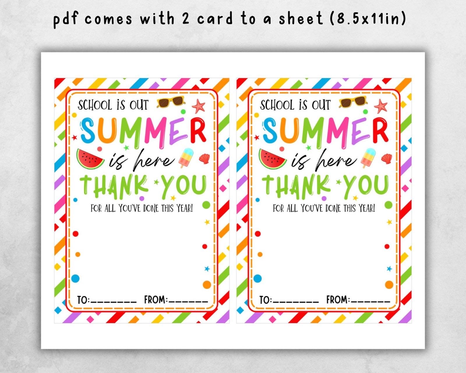 School is Out Summer is Here Thank You Gift Card Holder, Last Day of ...