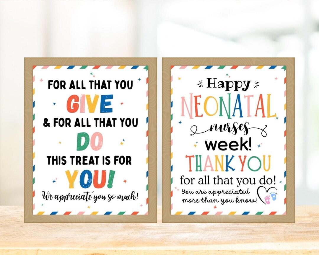 Neonatal Nurse Week Sign: Thank You NICU Gift (PDF Printable 8x10 ...