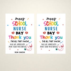 Happy School Nurse Day Gift Tag: Printable Appreciation Tag (digital ...