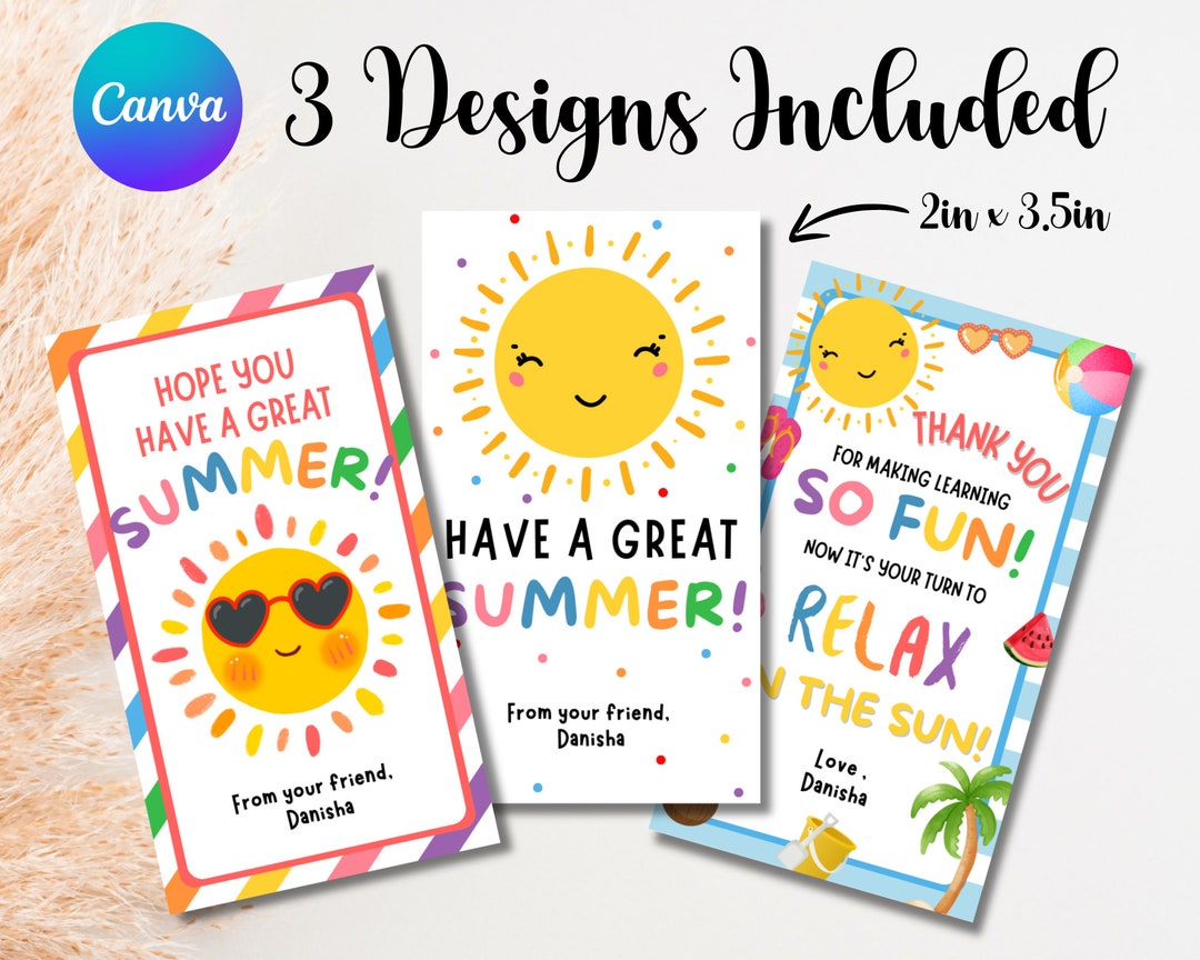 Editable Hope You Have a Great Summer Tag Teacher Appreciation Tags End ...