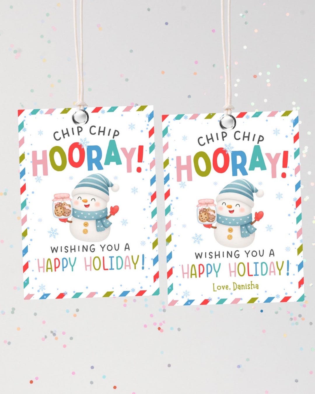 Holiday Chip Chip Hooray Gift Tag, Winter Break Holiday Labels for ...