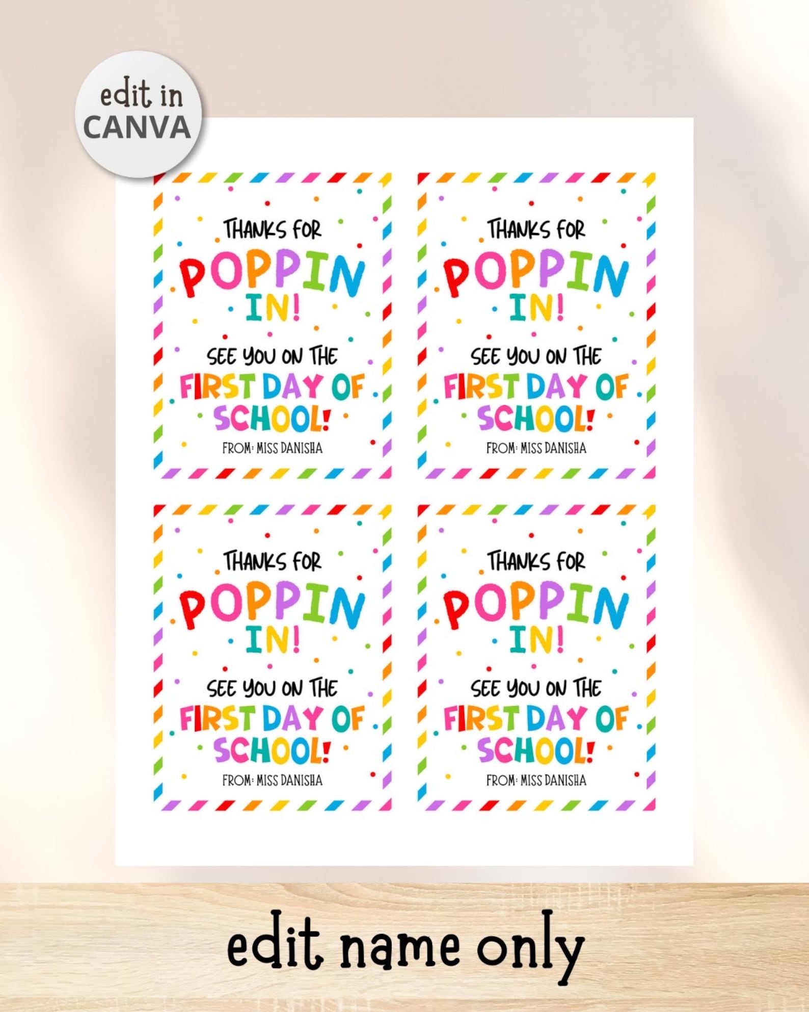 Back to School Lollipop Tag Printable, Thanks for Popping In, Meet the ...