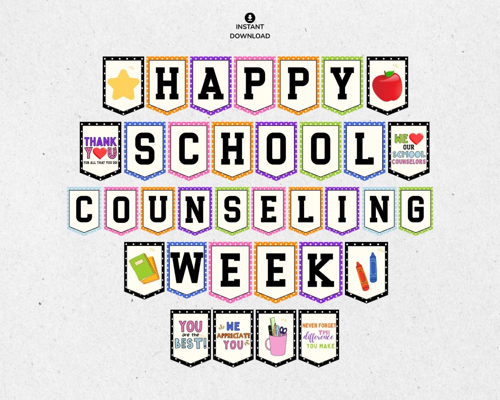 Happy School Counseling Week Printable Banner, School Counselor Week ...