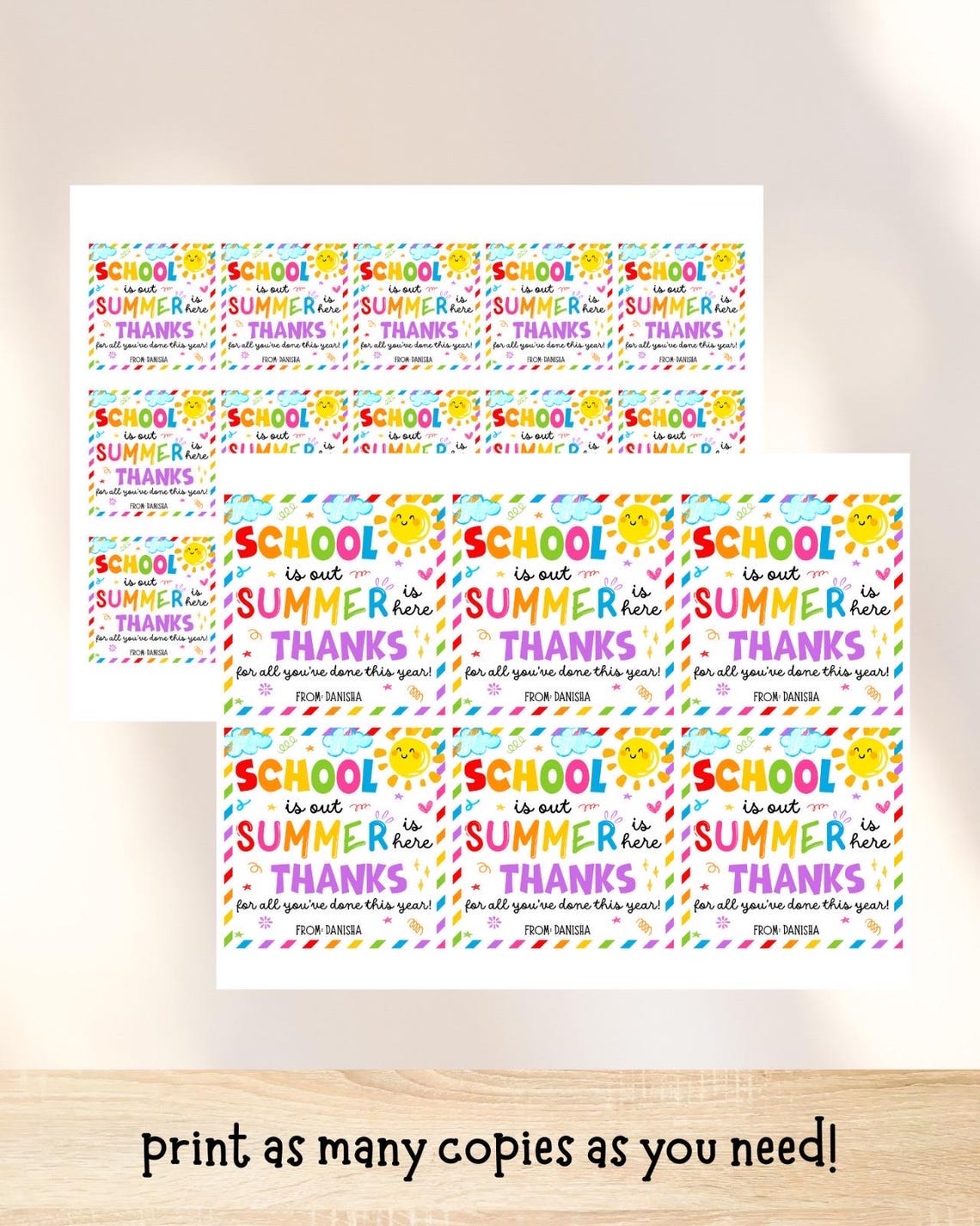 School is Out Summer is Here Thank You Gift Tag Teacher Appreciation ...