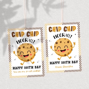 Happy 100th Day of School Cookie Treat Gift Tags, One Hundred Days of ...