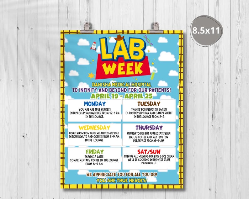 Lab Appreciation Week Itinerary Poster, Printable Digital File ...