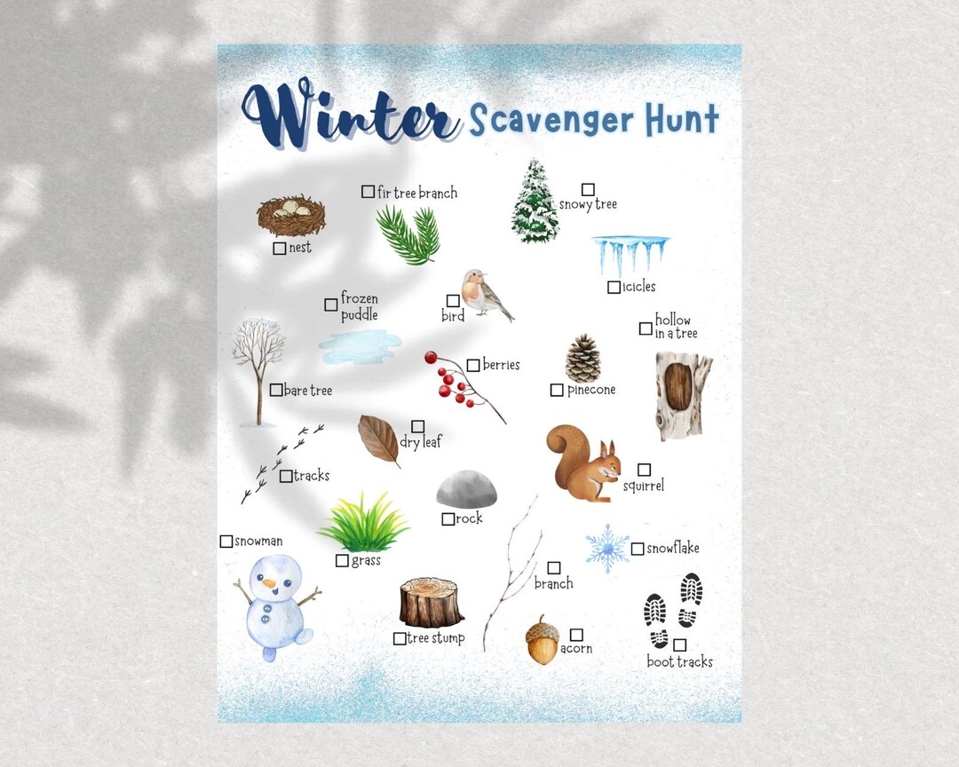 Winter Nature Scavenger Hunt for Kids, Winter Activity, Family Fun Game ...