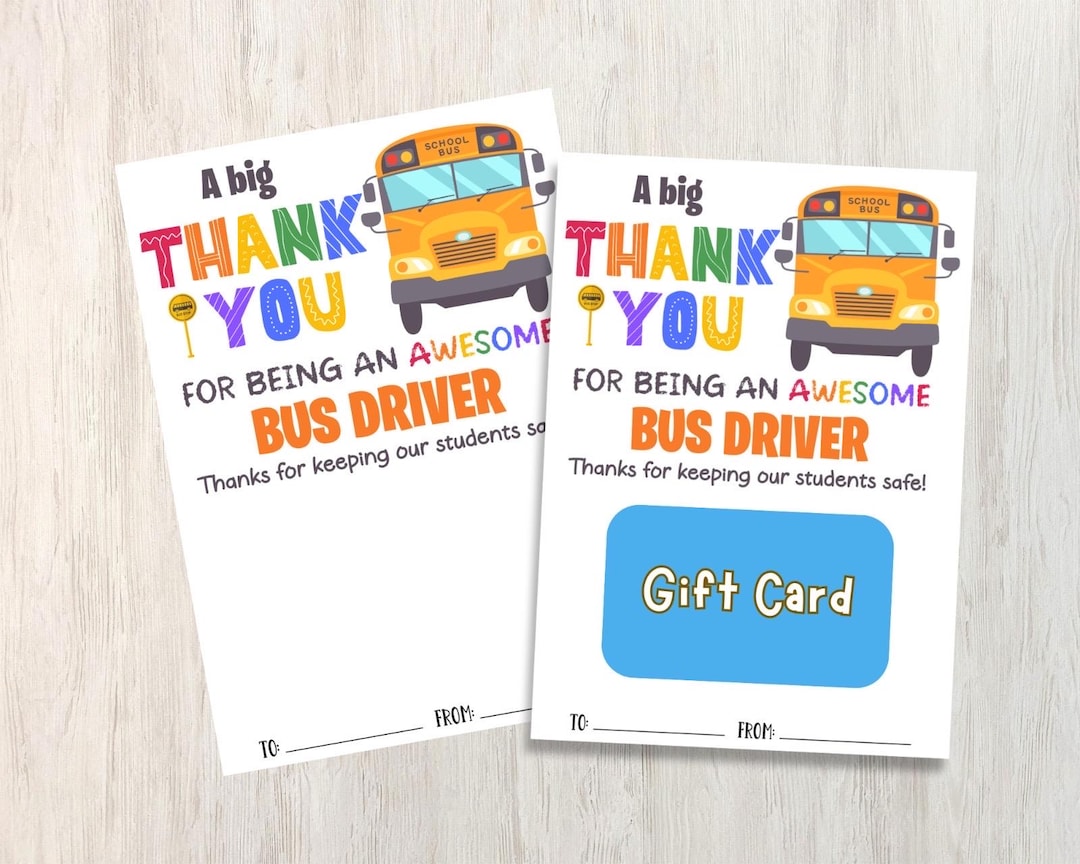 BUS DRIVER GIFT Card Holder, Thank You for Being a Great School Bus ...
