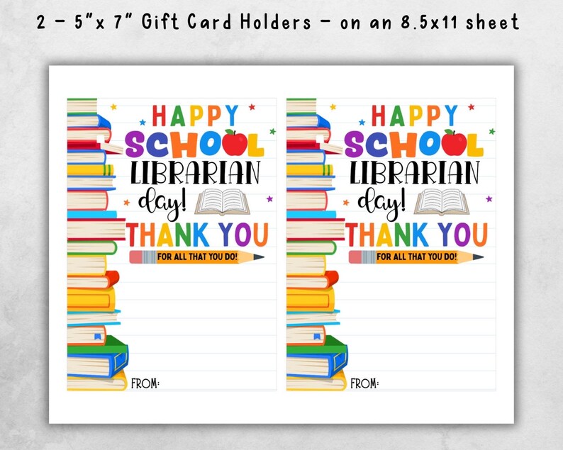Printable Librarian Appreciation Gift Card Holder, Librarian Gifts ...
