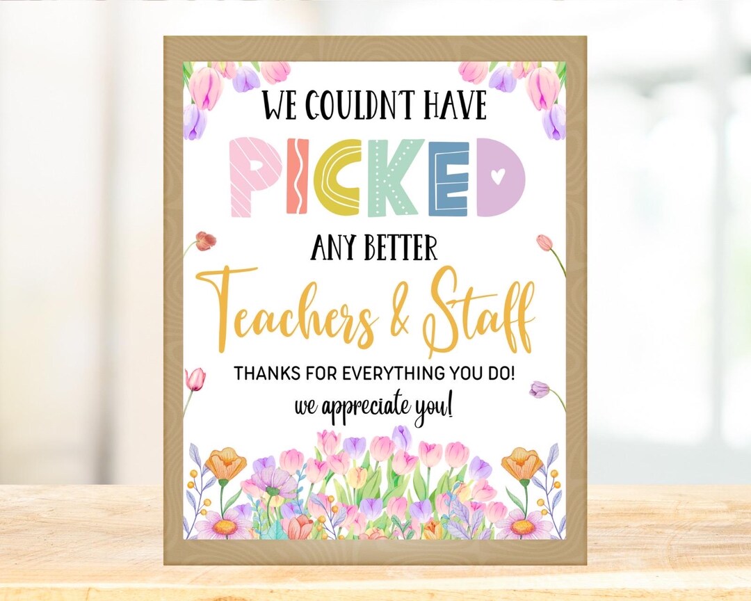 Teacher Appreciation Printable: Floral Garden Theme Thank You Sign ...