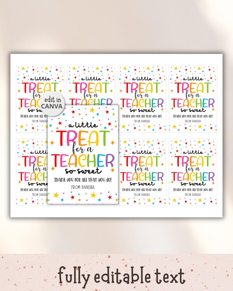 Teacher Sweet Treat Tag, Teacher Appreciation Tag, Teacher Thank You ...