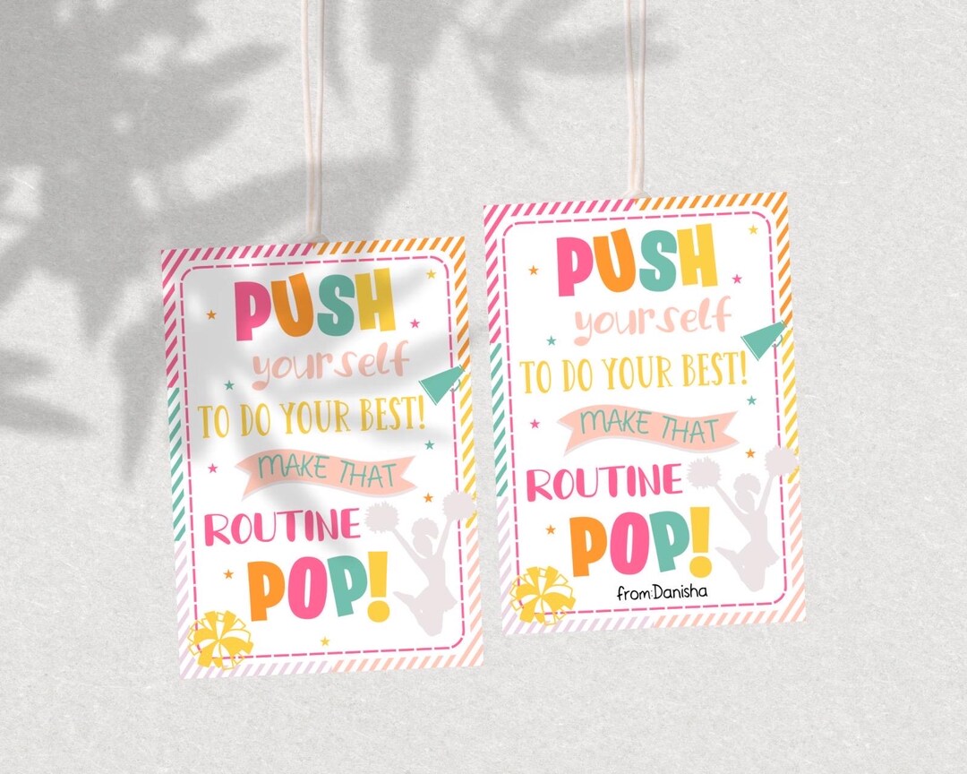 Push Pop Candy Cheer Tags, Push Yourself, Routine Pop, Cheer Team Gift ...