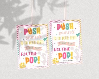 Push Pop Candy Cheer Tags, Push Yourself, Routine Pop, Cheer Team Gift ...
