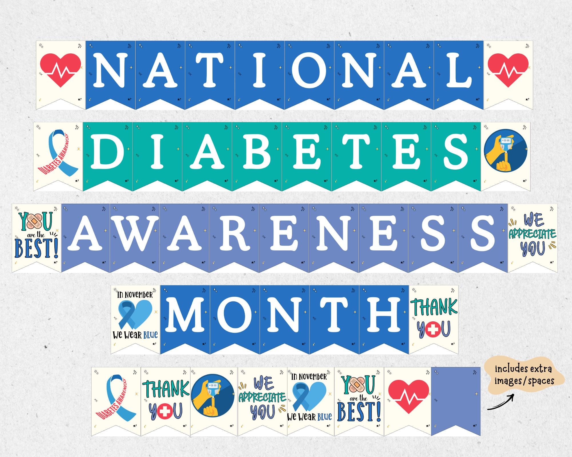 Diabetes Awareness Month, Printable Wall Banner, Diabetes Month ...