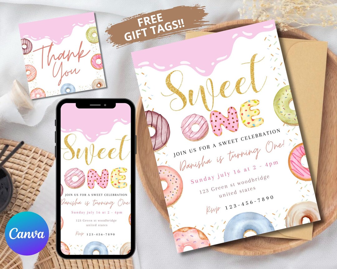 Donut Invitation, Donut Invites, Instant Download Donut Invites, Donut ...