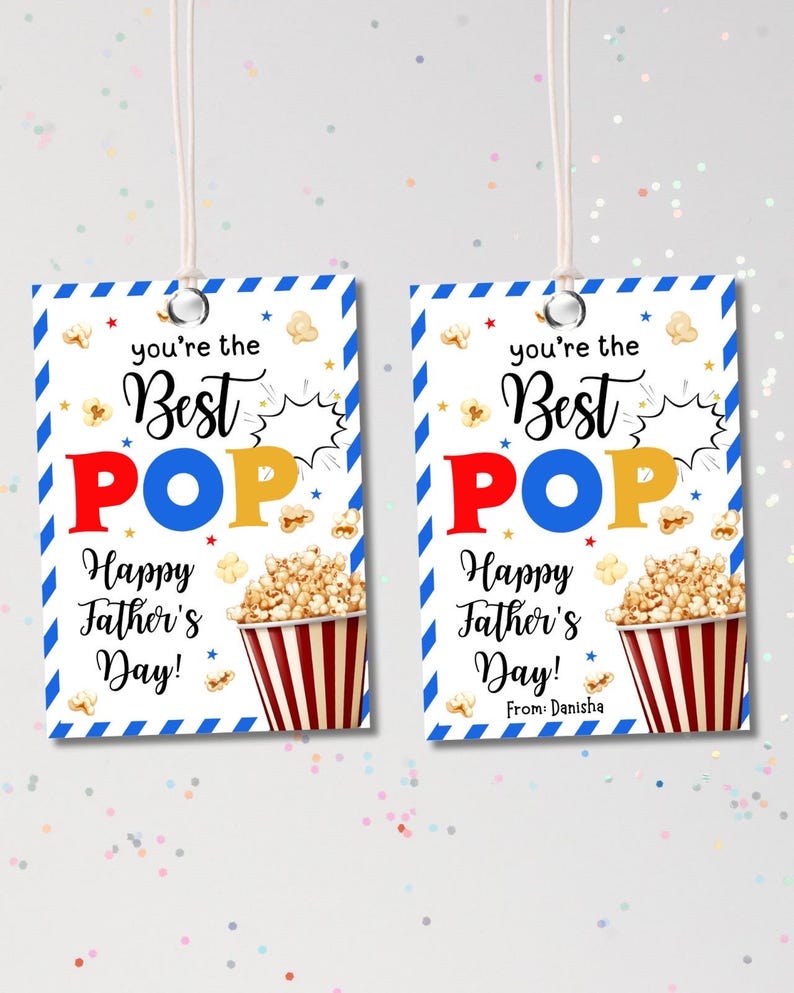 Father's Day Gift Tag Best Pop Popcorn Tags Popcorn Favors Dad Grandpa ...